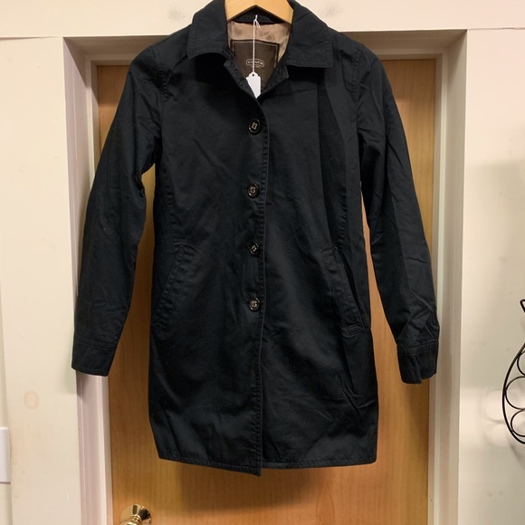 Coach | Jackets & Coats | Coach Button Up Black Trench Coat Size Xs ...